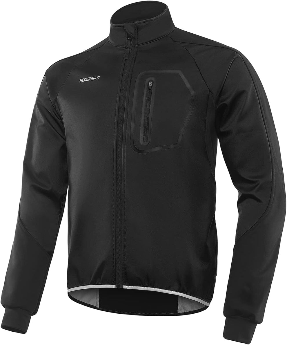 BERGRISAR Men's Cycling Jacket Winter Softshell Fleece Biking Jacket